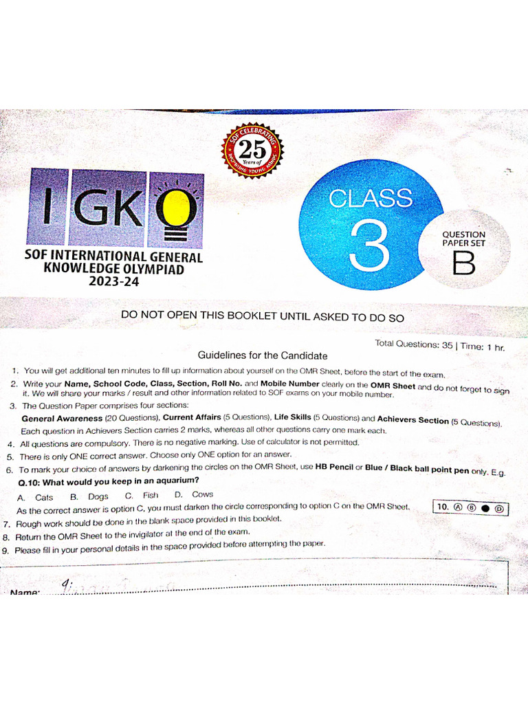IGKO Class 3 2023 24 | PDF