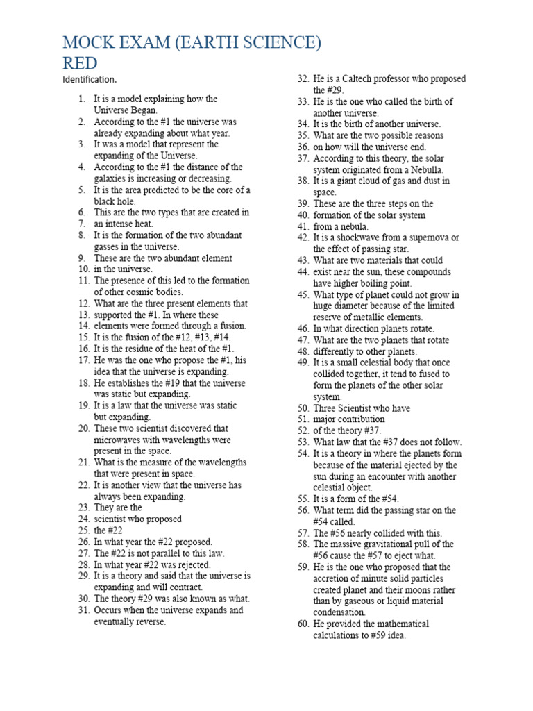 Science Mock Exam | PDF | Earth | Universe