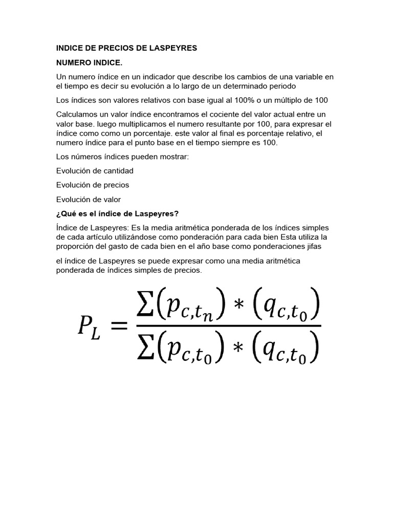 Indice de Precios de Laspeyres | PDF