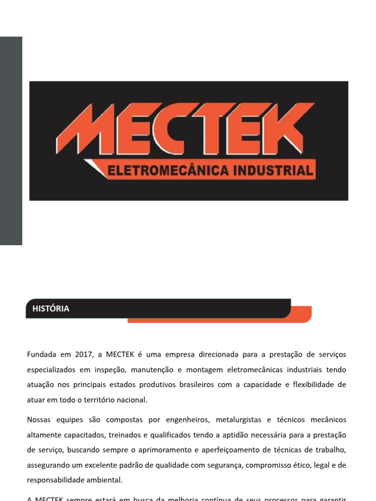 Apresentação Institucional - MECTEK | PDF