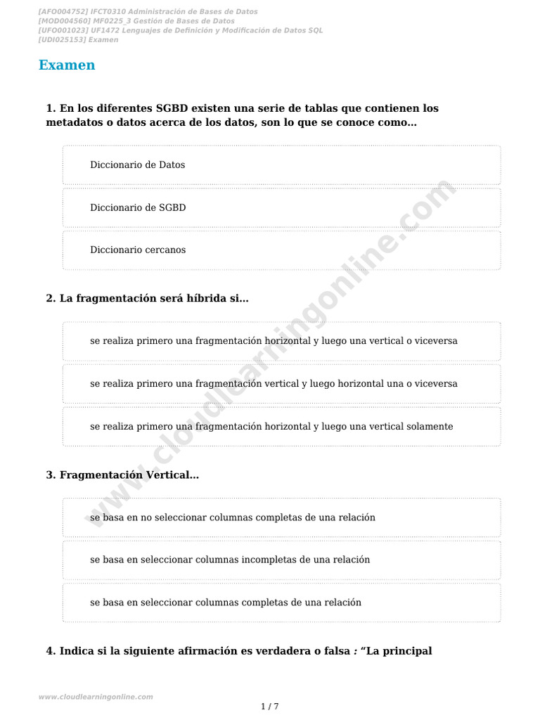 Examen | PDF | Bases de datos | SQL