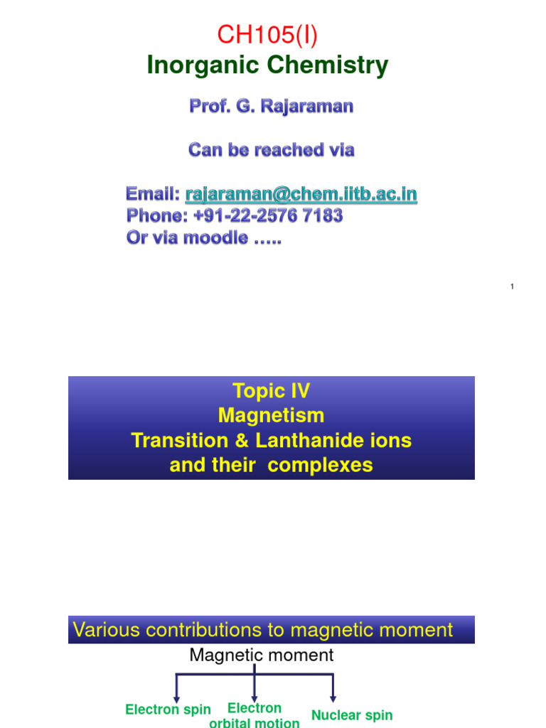 Slides For Topic IV by Prof. G. Rajaraman | PDF | Magnetism | Theoretical Physics