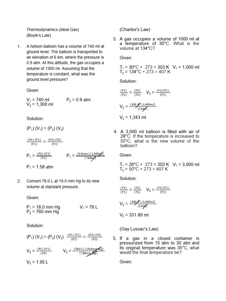 Thermodynamics Problems | PDF | Gases | Balloon