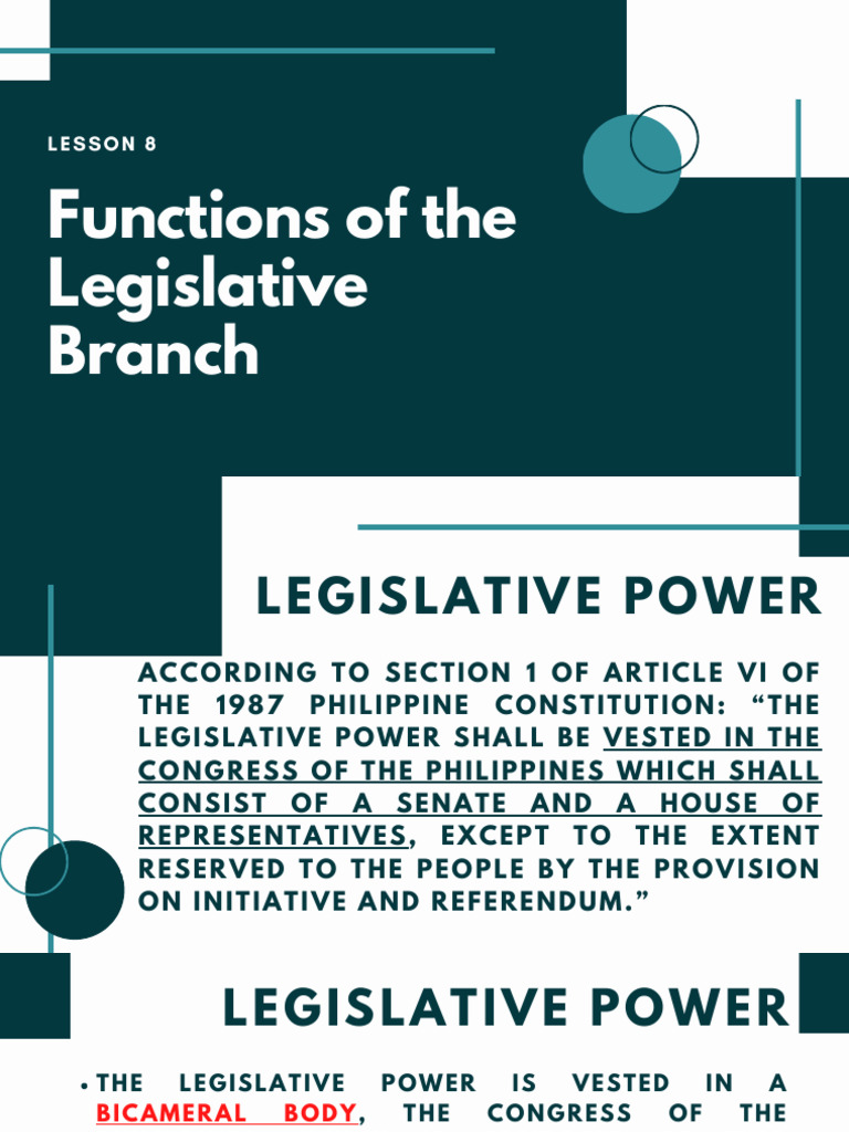 Lesson 8 Functions of The Legislative Branch | Download Free PDF | American Government | United ...