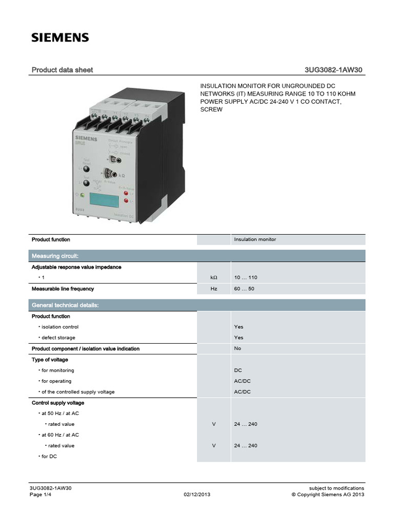 Insulation Monitoring Relay DC | PDF | Alternating Current | Power Supply