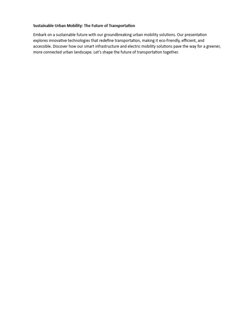 Sustainable Urban Mobility Pdf