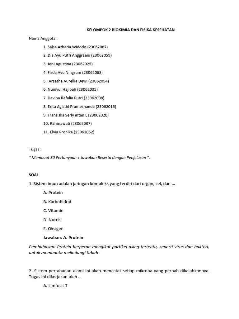 Biokimia Dan Fisika Kesehatan | PDF