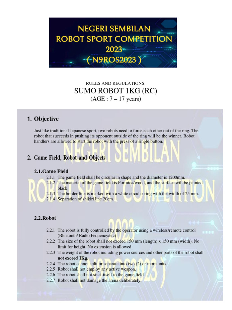 Sumo Robot Competition Rules 1kg | PDF | Sports