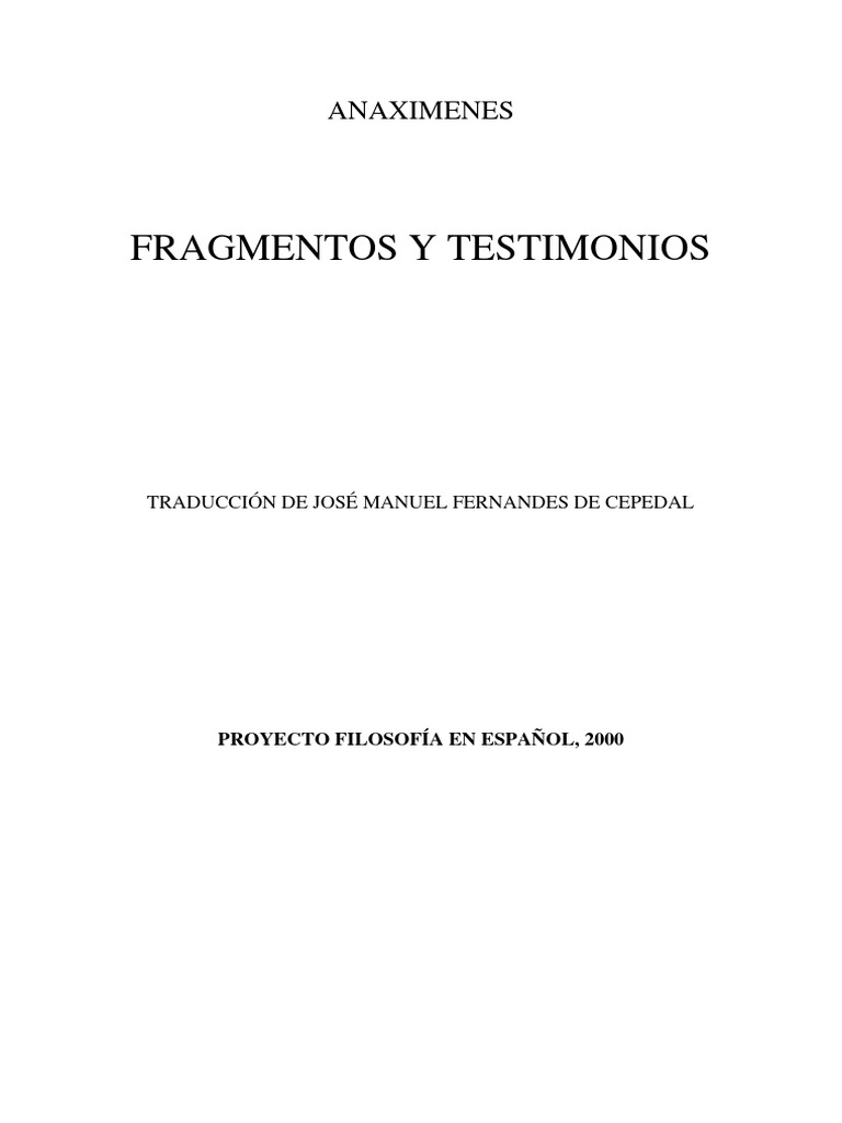 Anaxímenes: Aire y sus Transformaciones | PDF | Naturaleza