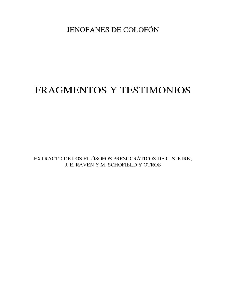 Jenofanes de Colofón | PDF | Religión y espiritualidad