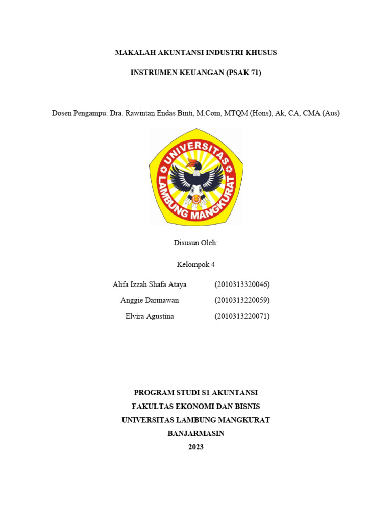 Instrumen Keuangan PSAK 71 | PDF
