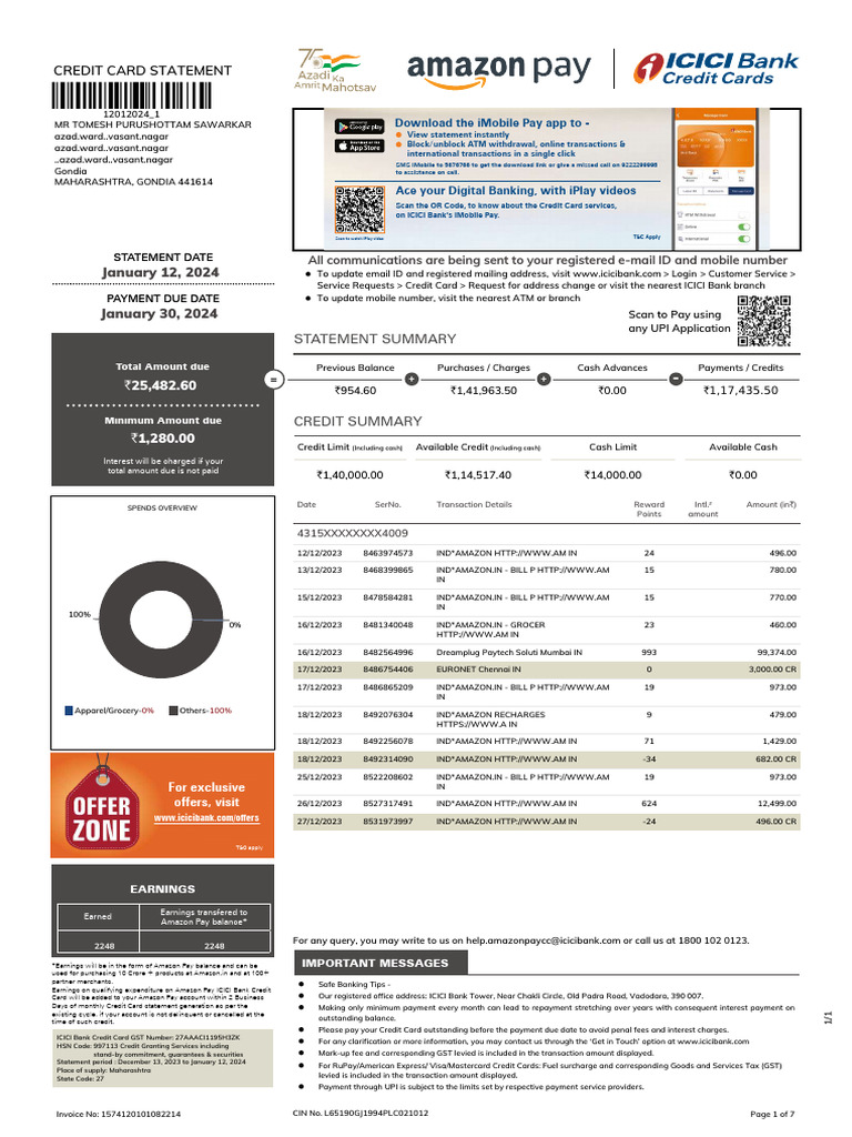 Credit Card Statement | PDF