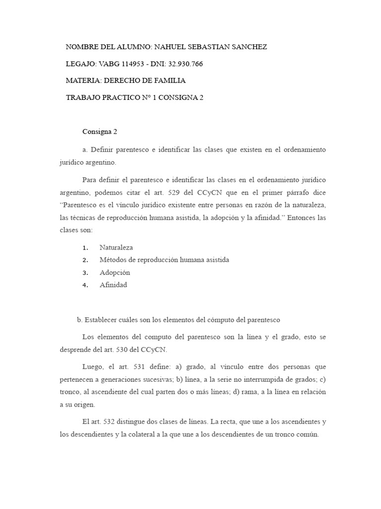 TP 1 - Consigna 2 - Derecho de Familia | PDF