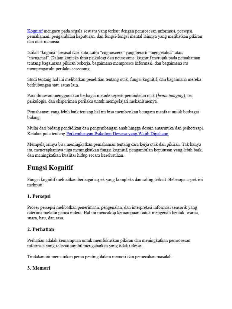 Teori Aspek Kognitif | PDF | Karier & Perkembangan | Pengembangan Diri