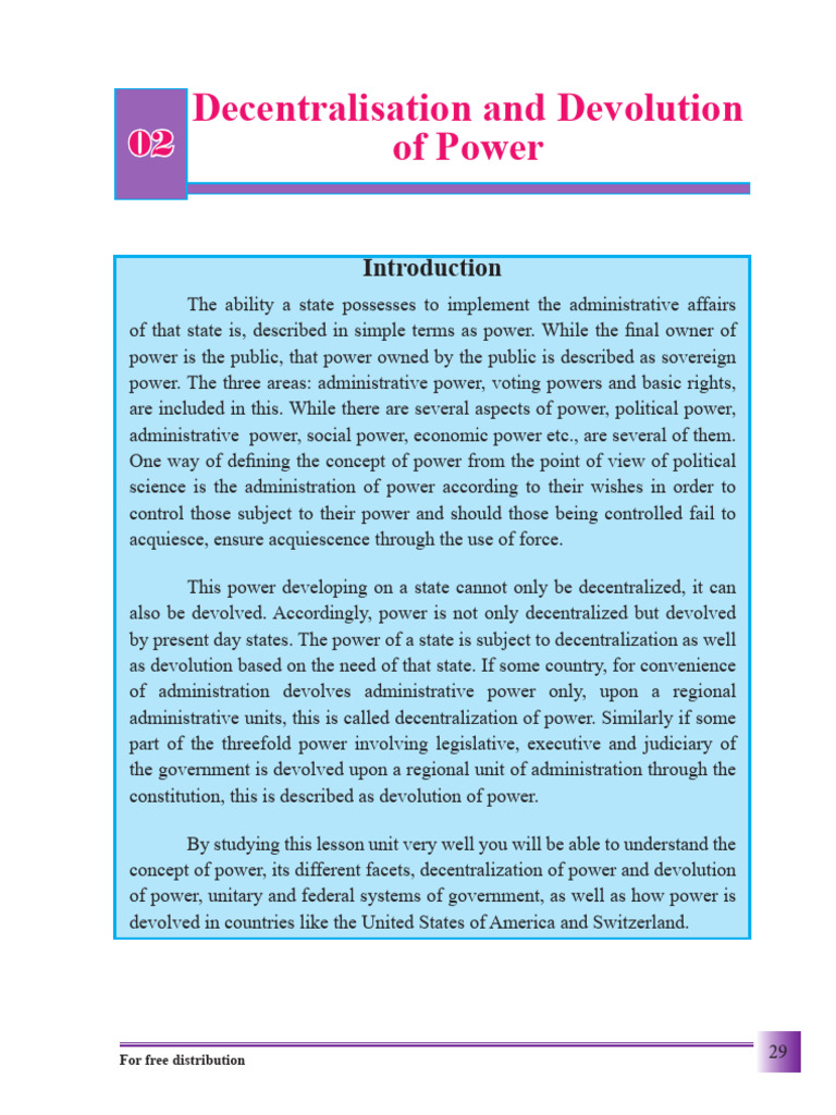 Decentralization and Devolution of Power | PDF | Devolution | Sovereignty