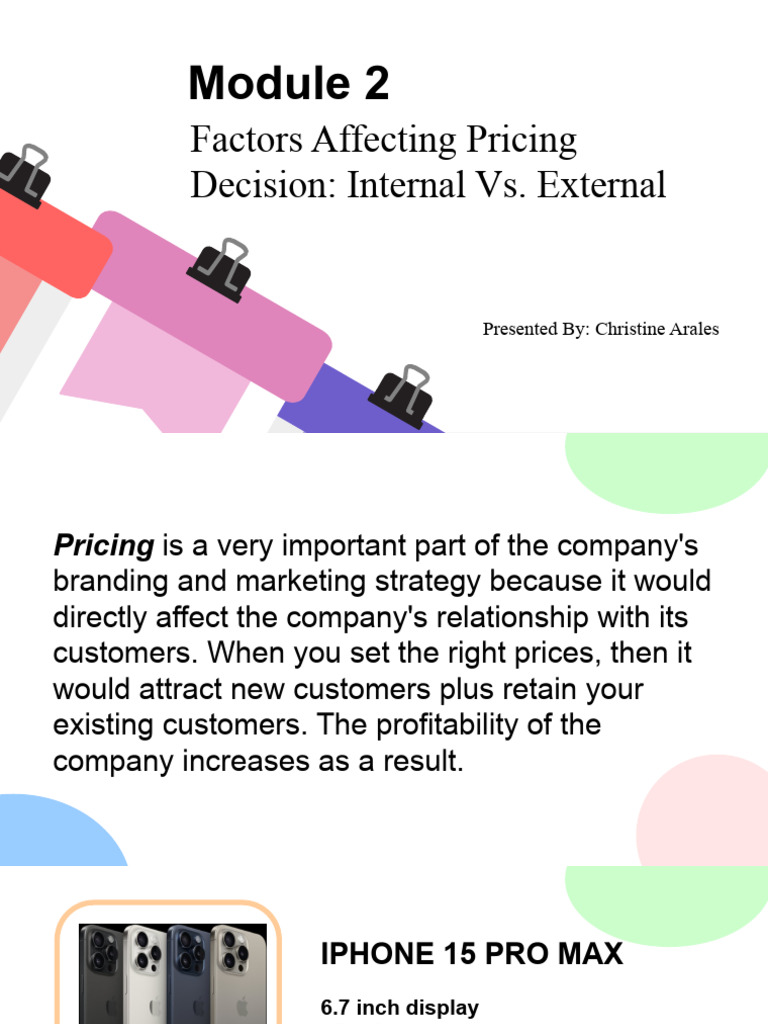 Module 2 Factors Affecting Pricing Decision Internal Vs External | PDF ...