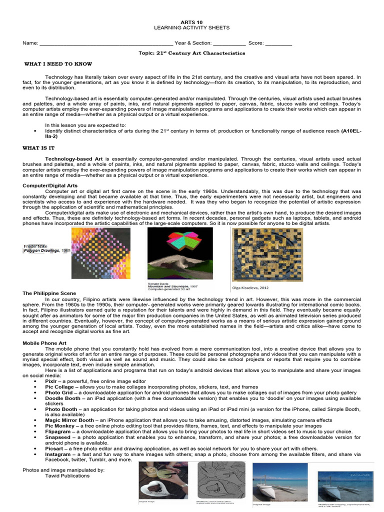 Arts Week 3 G10 | PDF