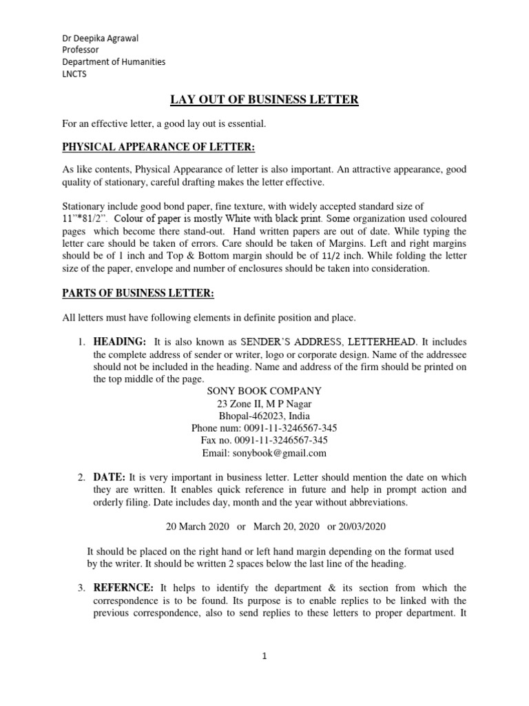 Business Letter Layout Guide | PDF | Written Communication | Writing
