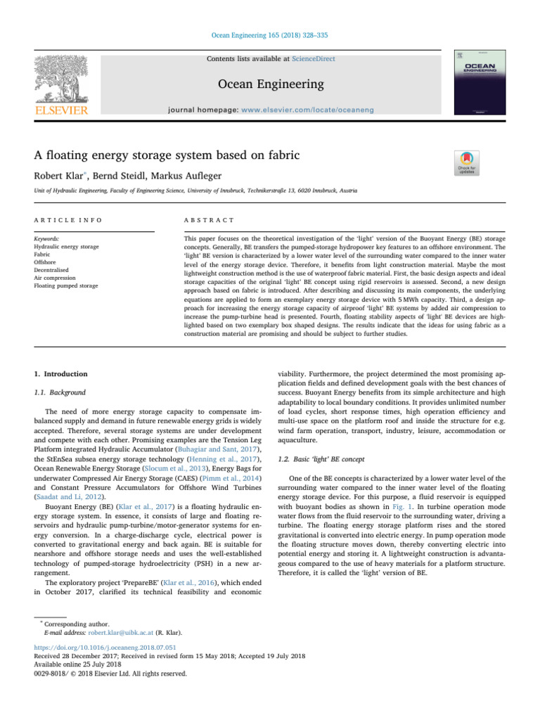 1 s2.0 S0029801818313659 Main | PDF | Buoyancy | Energy Storage