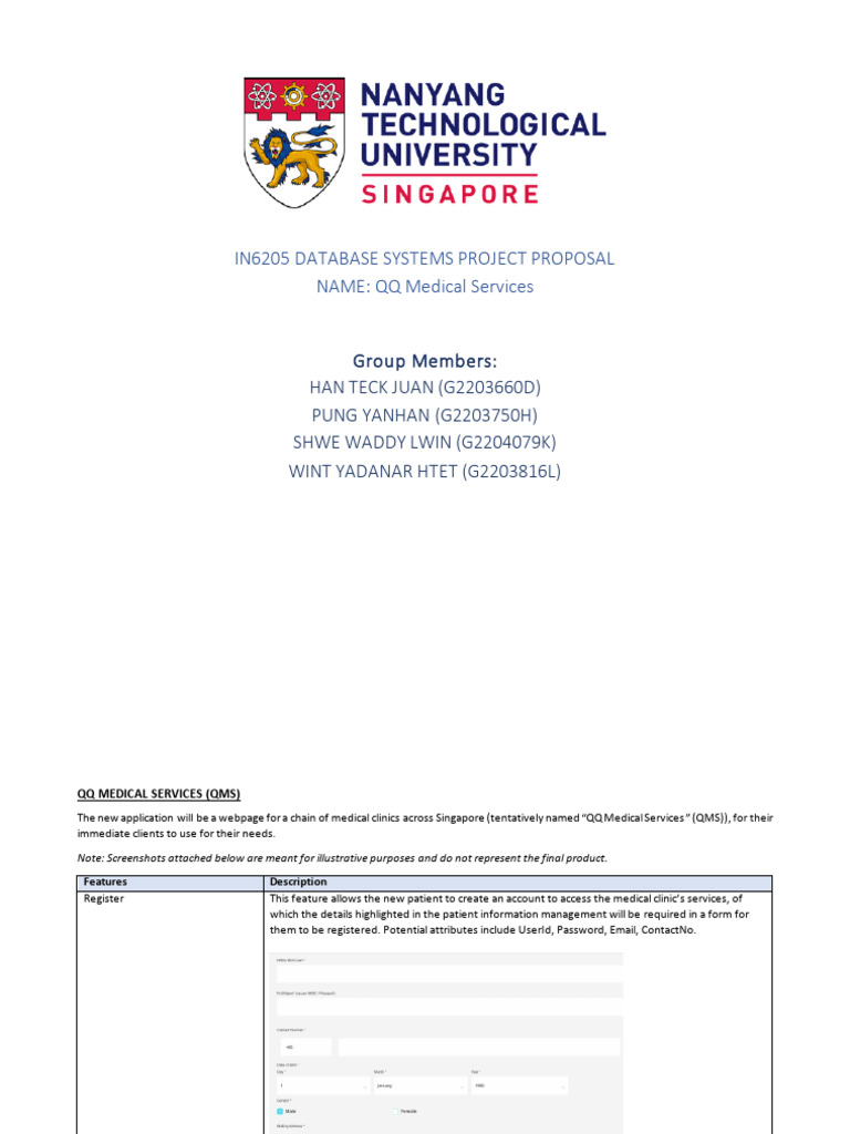 Proposal of database systems for NTU | PDF | Patient | Health Care