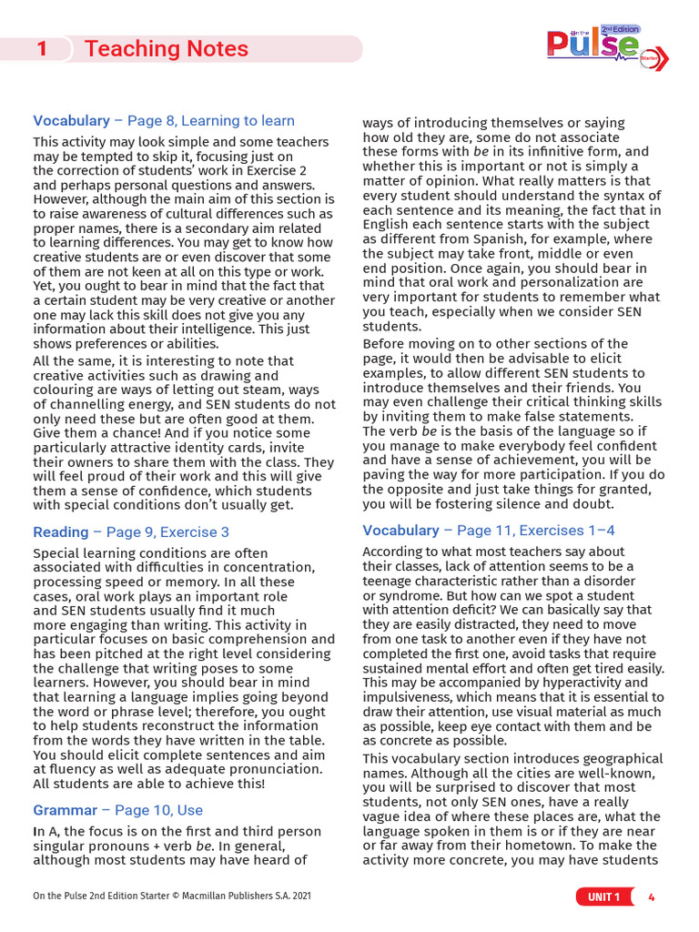 OTP2 SL SEN Booklet U1 | PDF | Reading Comprehension | Learning