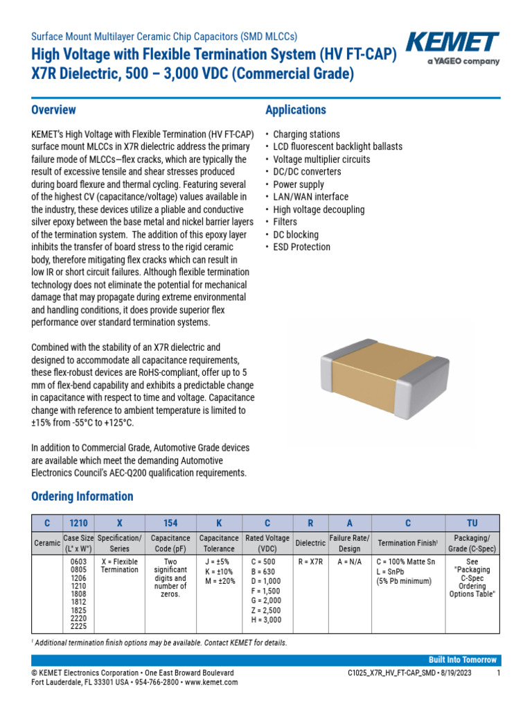 C2225X104KDRAC7800 | PDF | Capacitor | Electrical Components