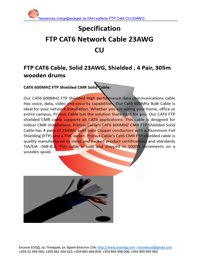 FTP CAT6 CU Network Cable | PDF | Wire | Materials
