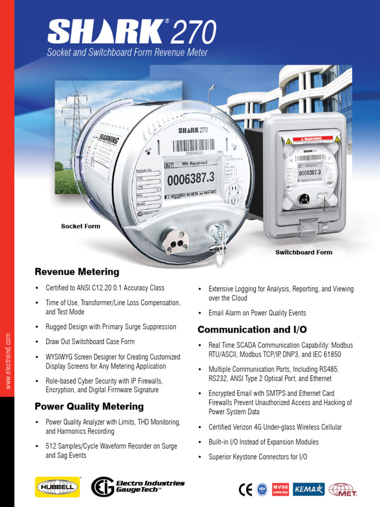 Shark 270 Revenue Energy Meter Brochure - E159710 | Download Free PDF ...