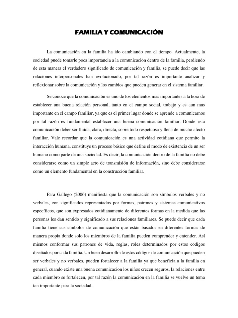 Ensayo Familia y Comunicación | PDF | Comunicación | Familia