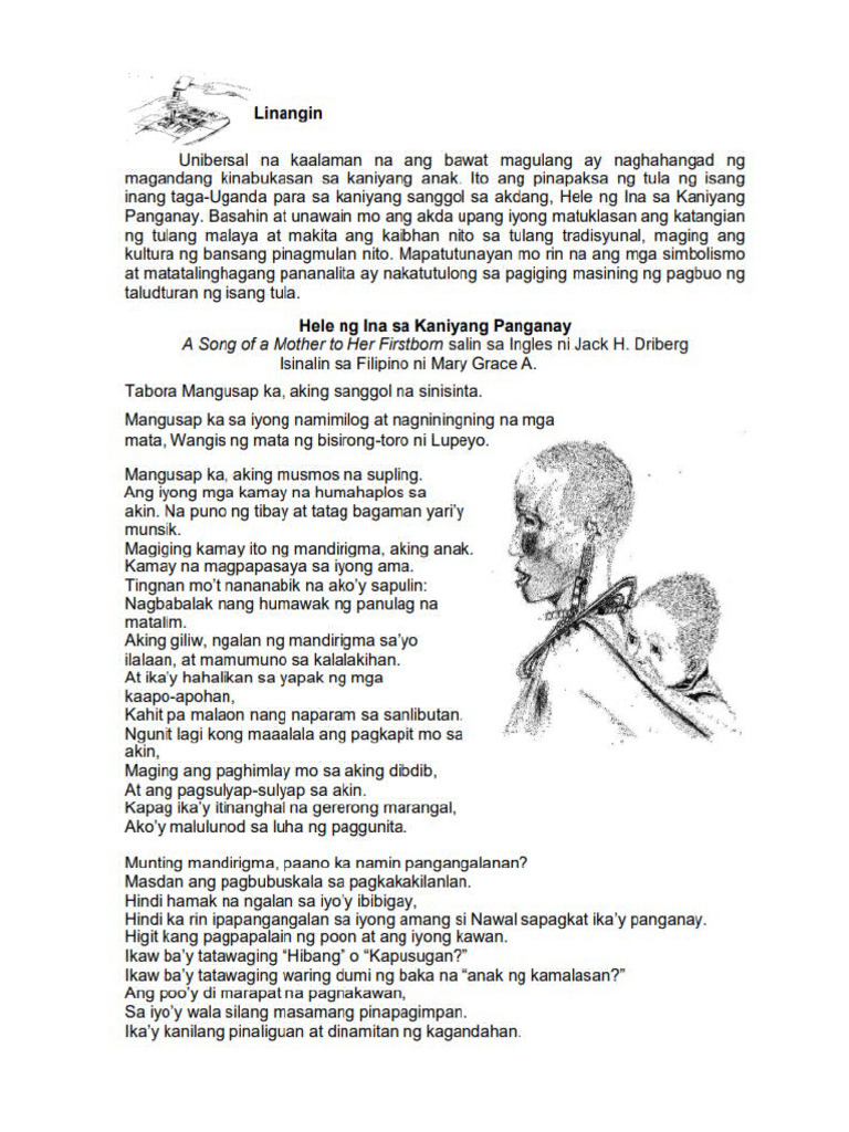 Hele NG Ina Sa Kaniyang Panganay-Tula | PDF