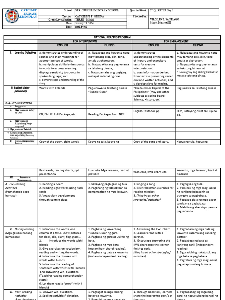 Catch Up Friday Grade Three NRP PDF
