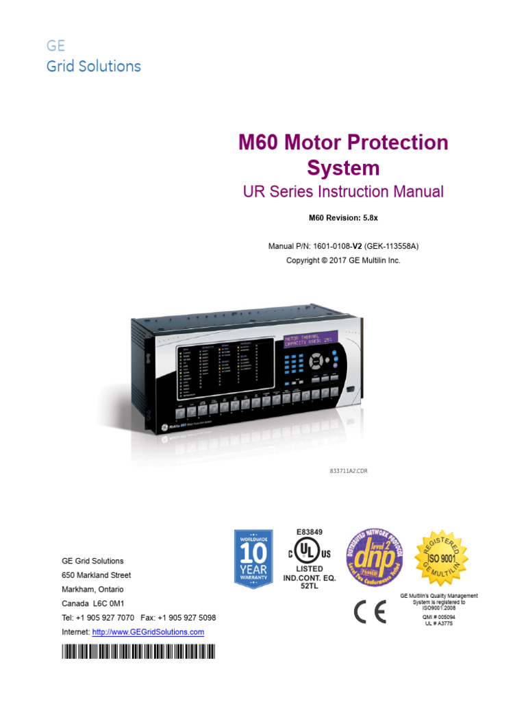 M60 Motor Protection System: Grid Solutions | PDF | Safety | Switch