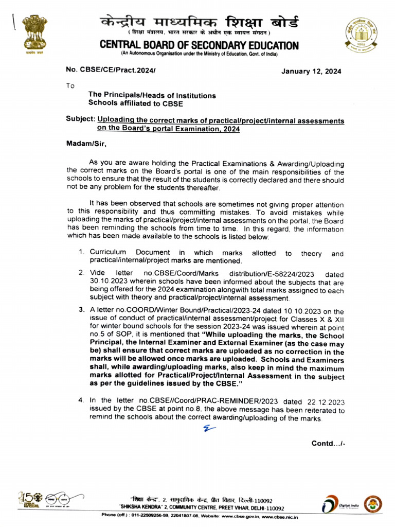 Uploading Correct Practical Marks 15012024 Pdf Government 6089