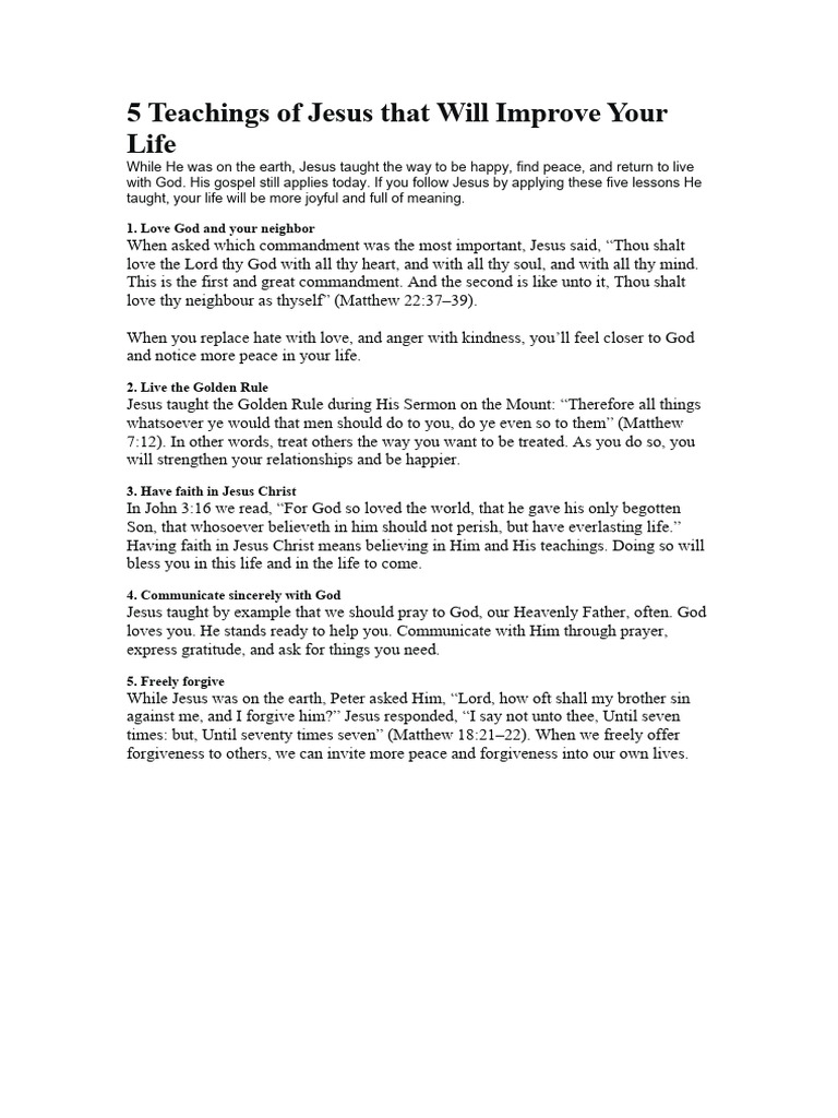 5 Teachings of Jesus | PDF