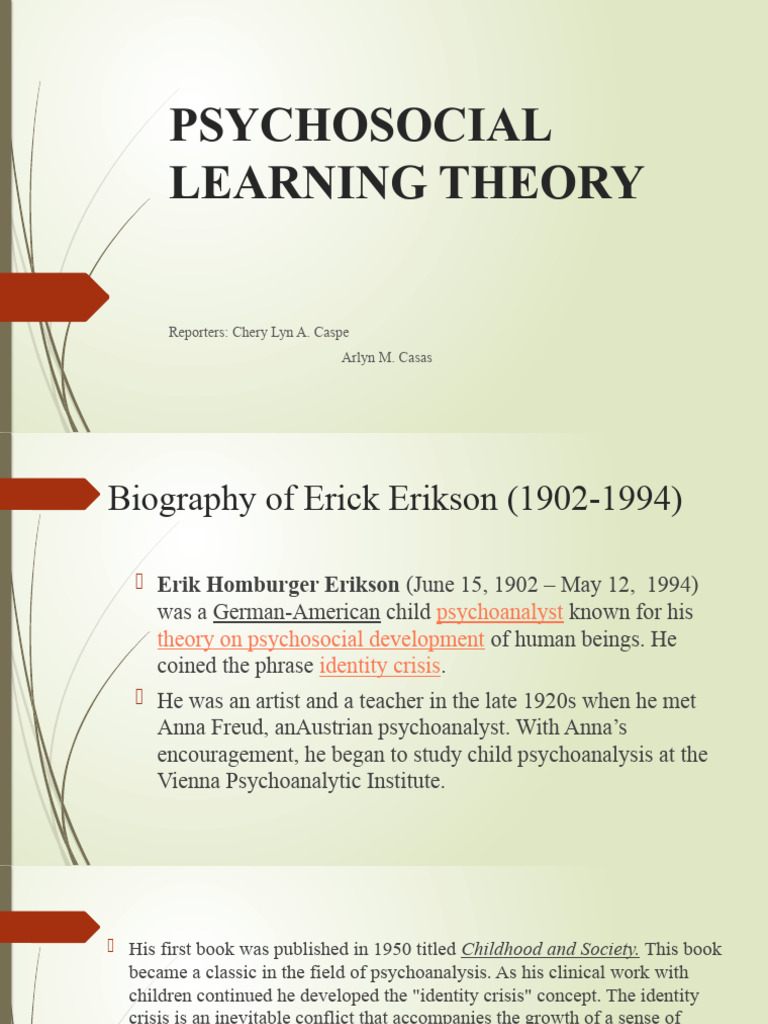 Psychosocial Learning Theory | PDF | Psychoanalysis | Social Psychology