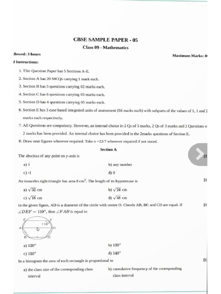 Grade 9 Sample Question Paper 5 | PDF
