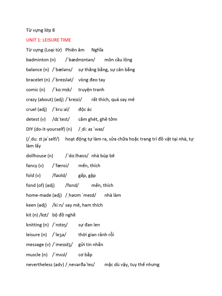 Unit 1: Leisure Time | PDF