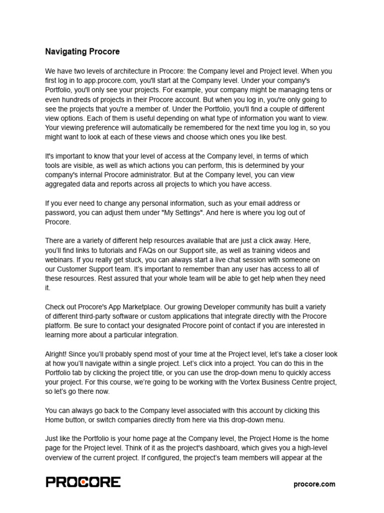 Navigating Procore en-GB | PDF | Login | Computer Science