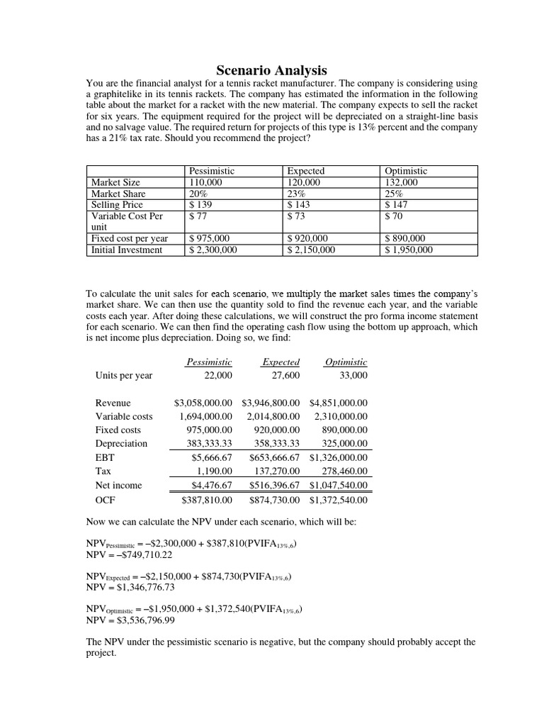 Scenario Analysis | PDF | Depreciation | Net Present Value