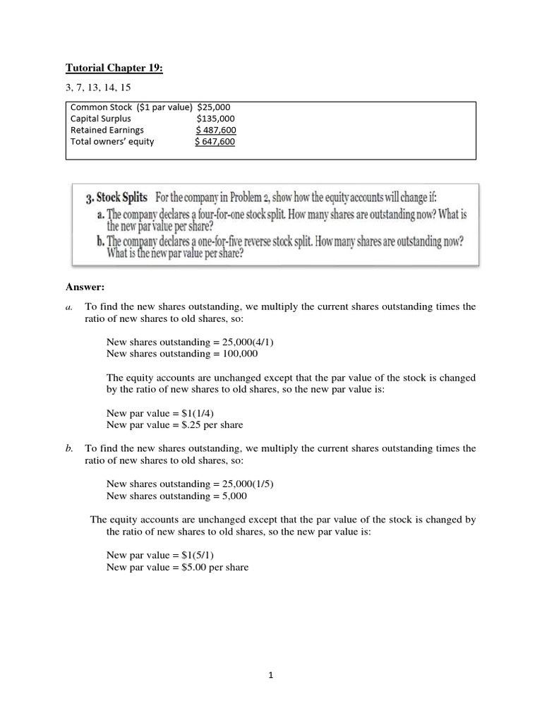 Tutorial Chapter 19 | PDF | Dividend | Stocks
