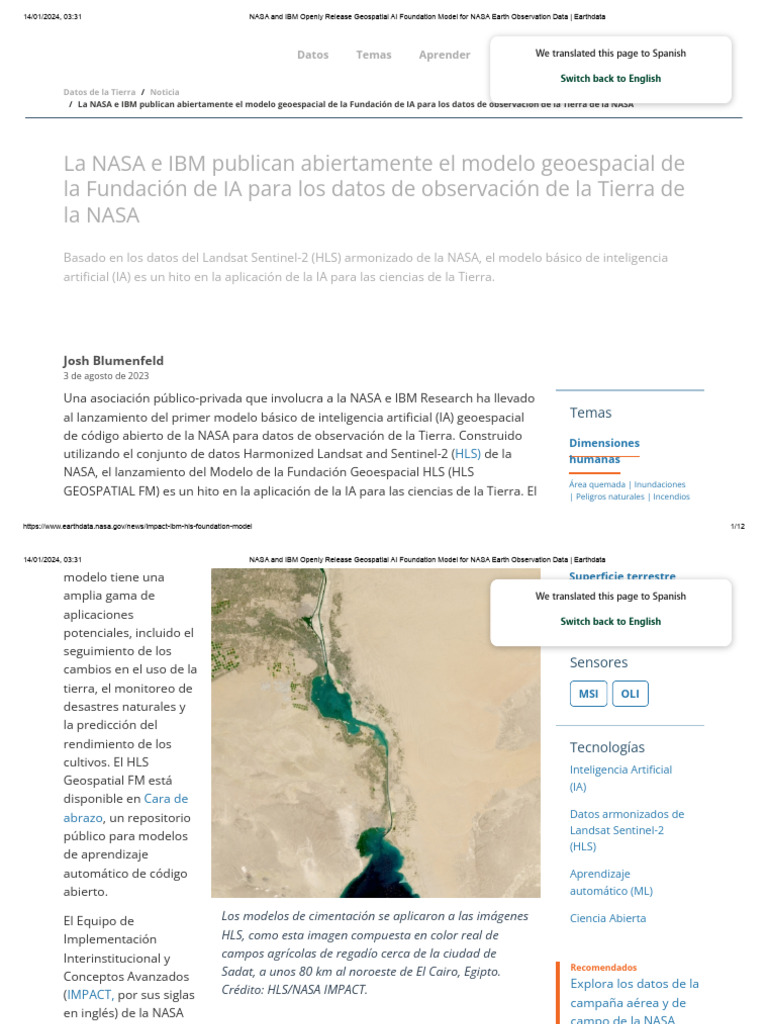 NASA and IBM Openly Release Geospatial AI Foundation Model for NASA ...