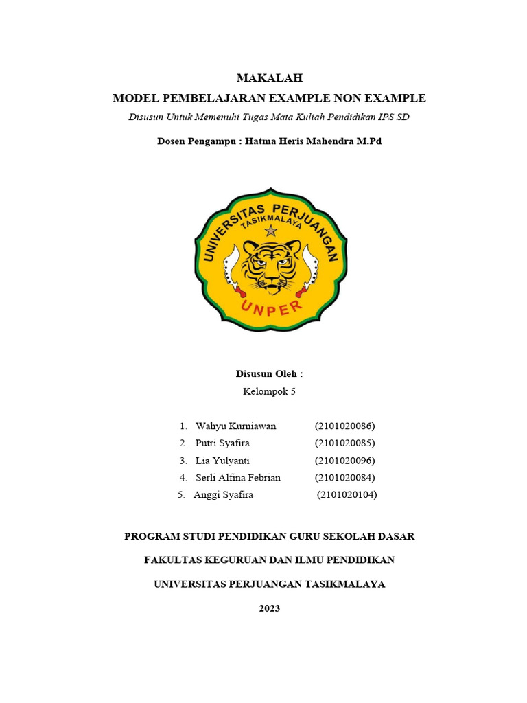 Makalah Kelompok 5 Model Pembelajaran Example Non Example Fix | PDF ...