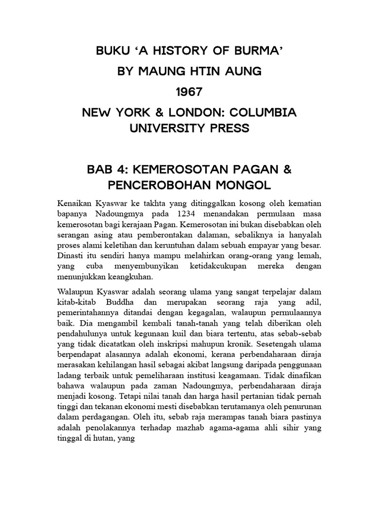 A History of Burma Bab 4 Kejatuhan Pagan | PDF