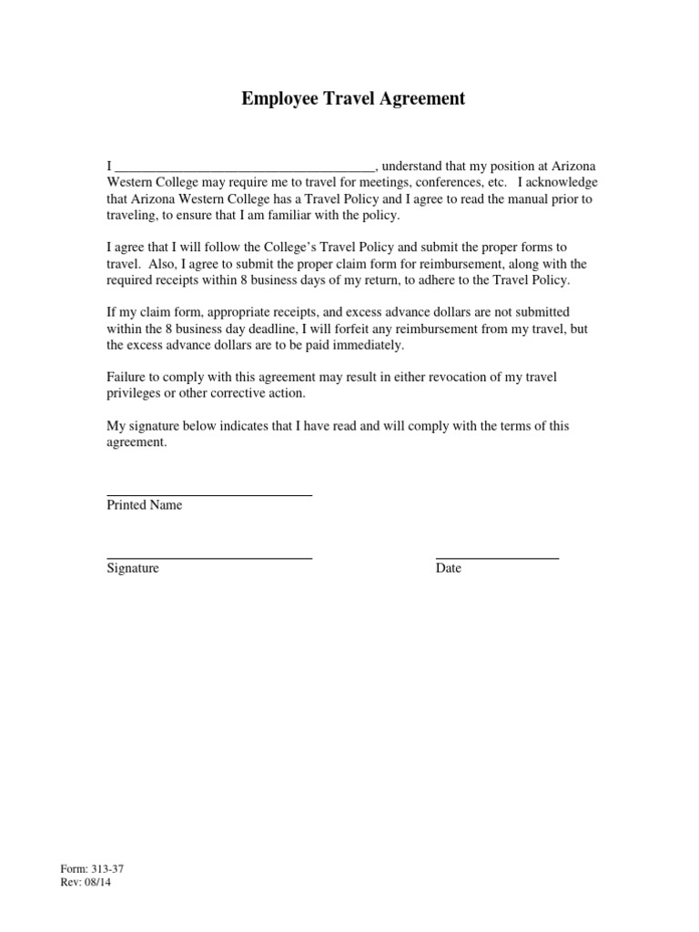 Employee Travel Agreement | PDF