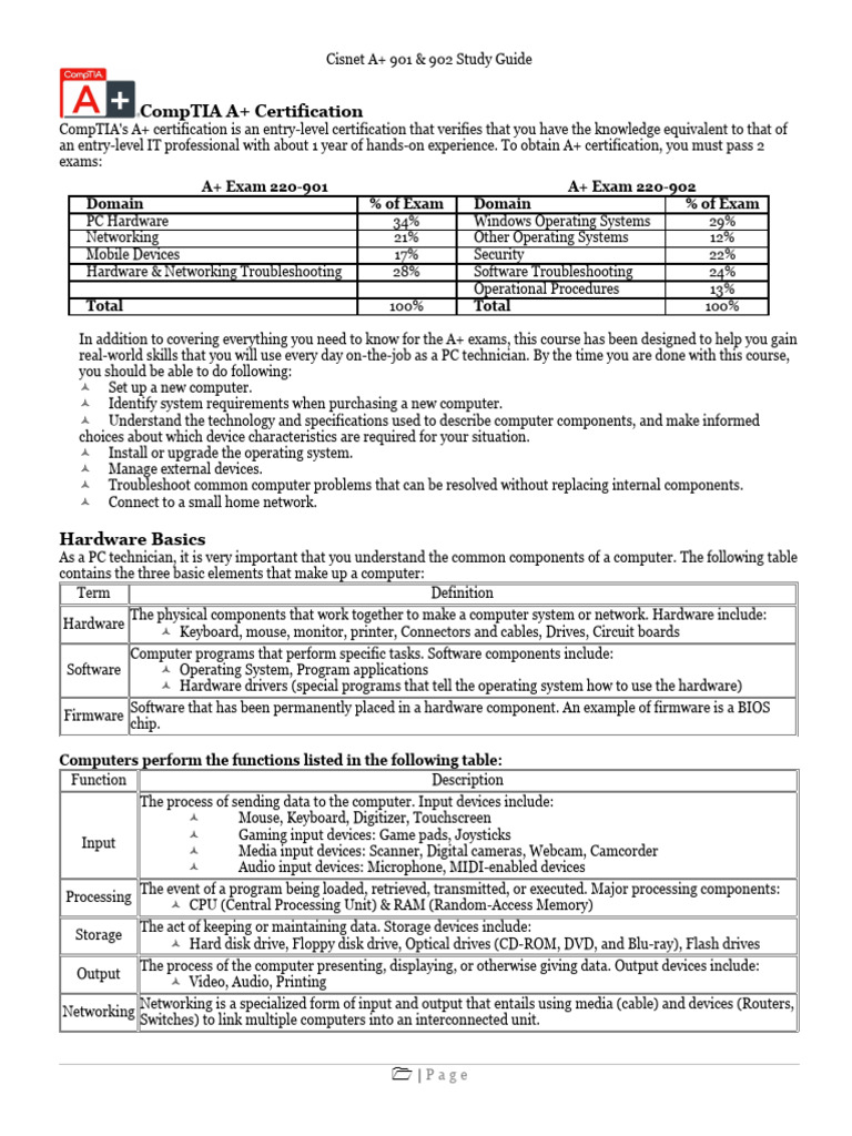 Cisnet A+ 901 & 902 Study Guide | PDF | Multi Core Processor | Central Processing Unit