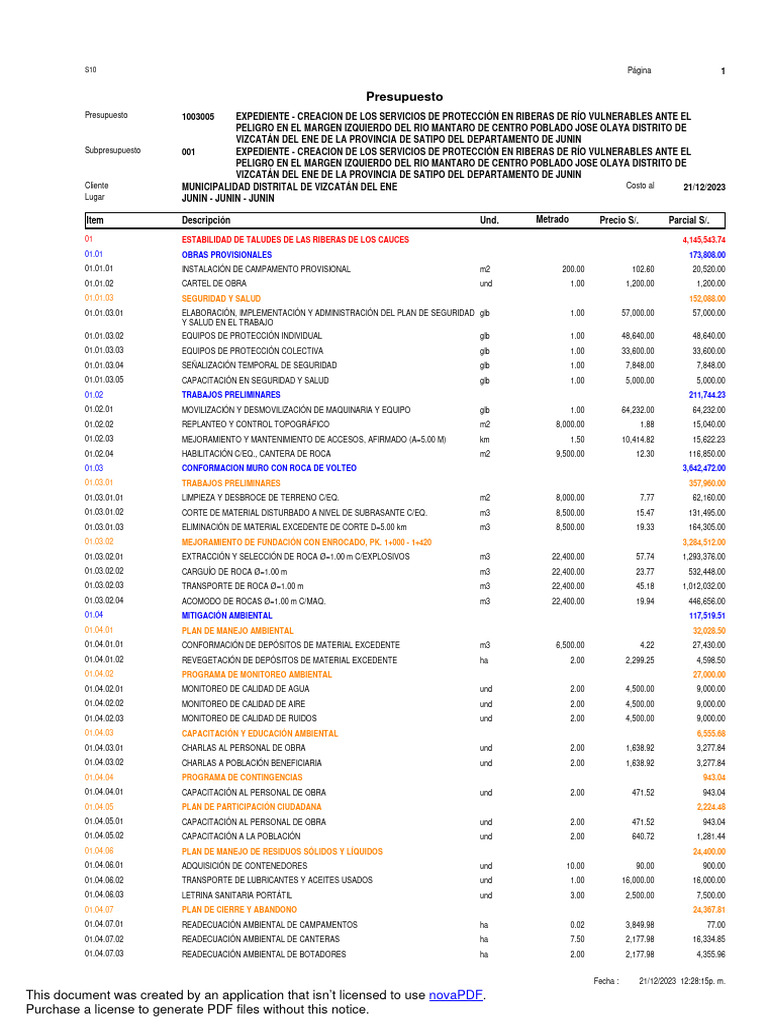 PresupuestoCliente Edificio | PDF