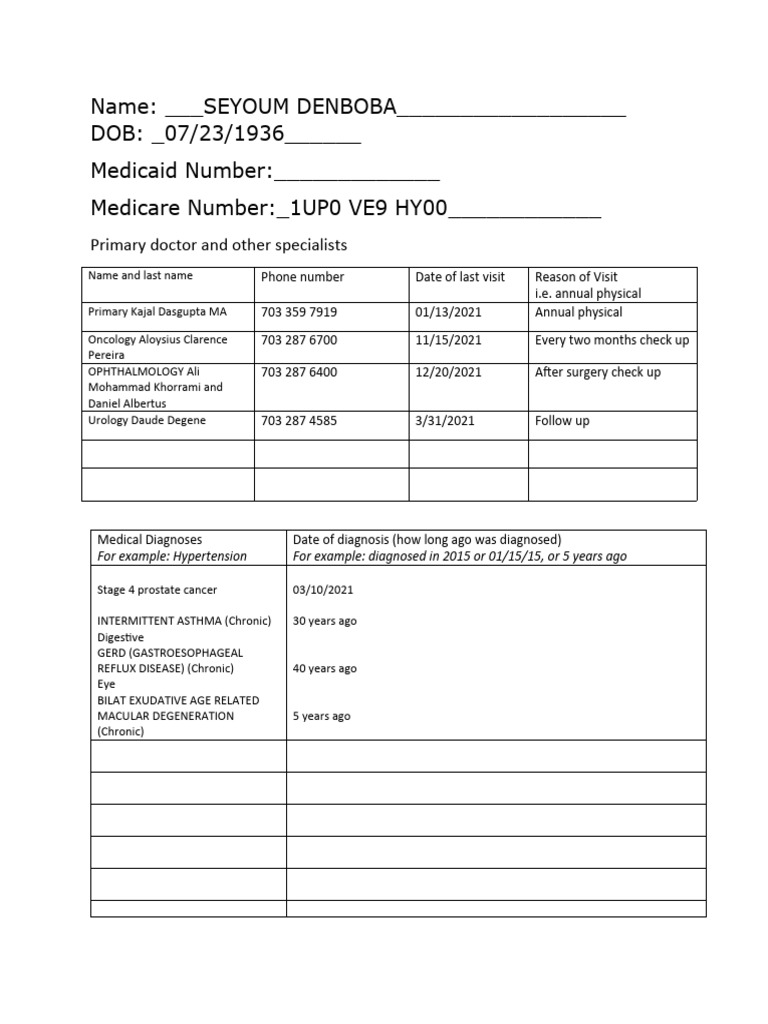 Screening Medical Information | PDF