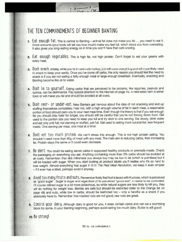 10 Commandments of Banting | PDF