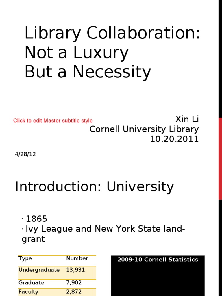 Library Collaboration, Not A Luxury But A Necessity. | PDF | Cornell ...