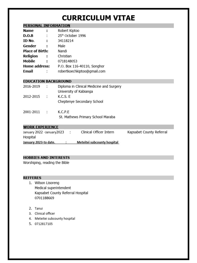 CV Kiptoo Robert | PDF